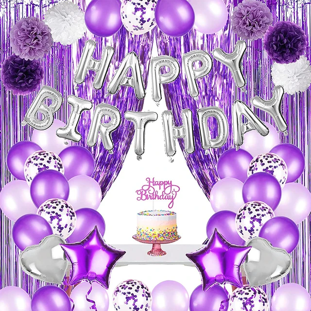 Purple Happy Birthday Banner
