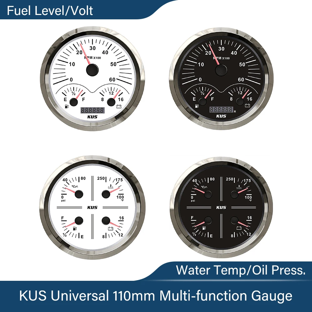 Kus New 110mm Multi-functional Tachometer 3 In 1 Meter 4 In 1 Oil ...