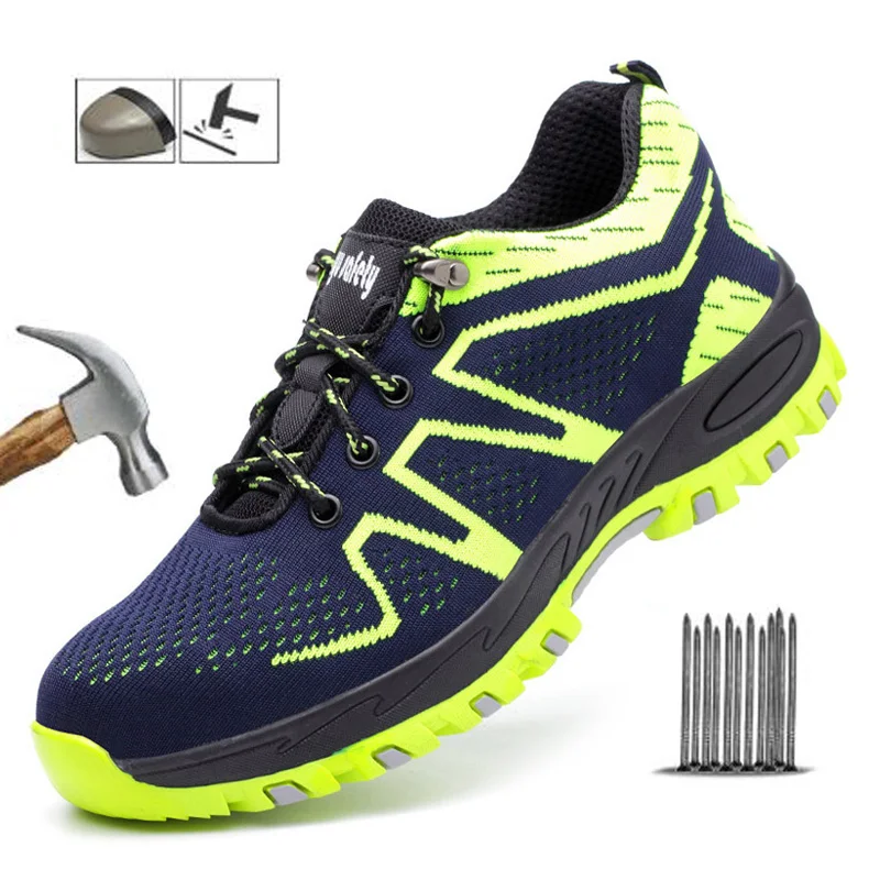 Manlegu Men's Work Safety Boot Summer Breathable Mesh Work Shoes ...