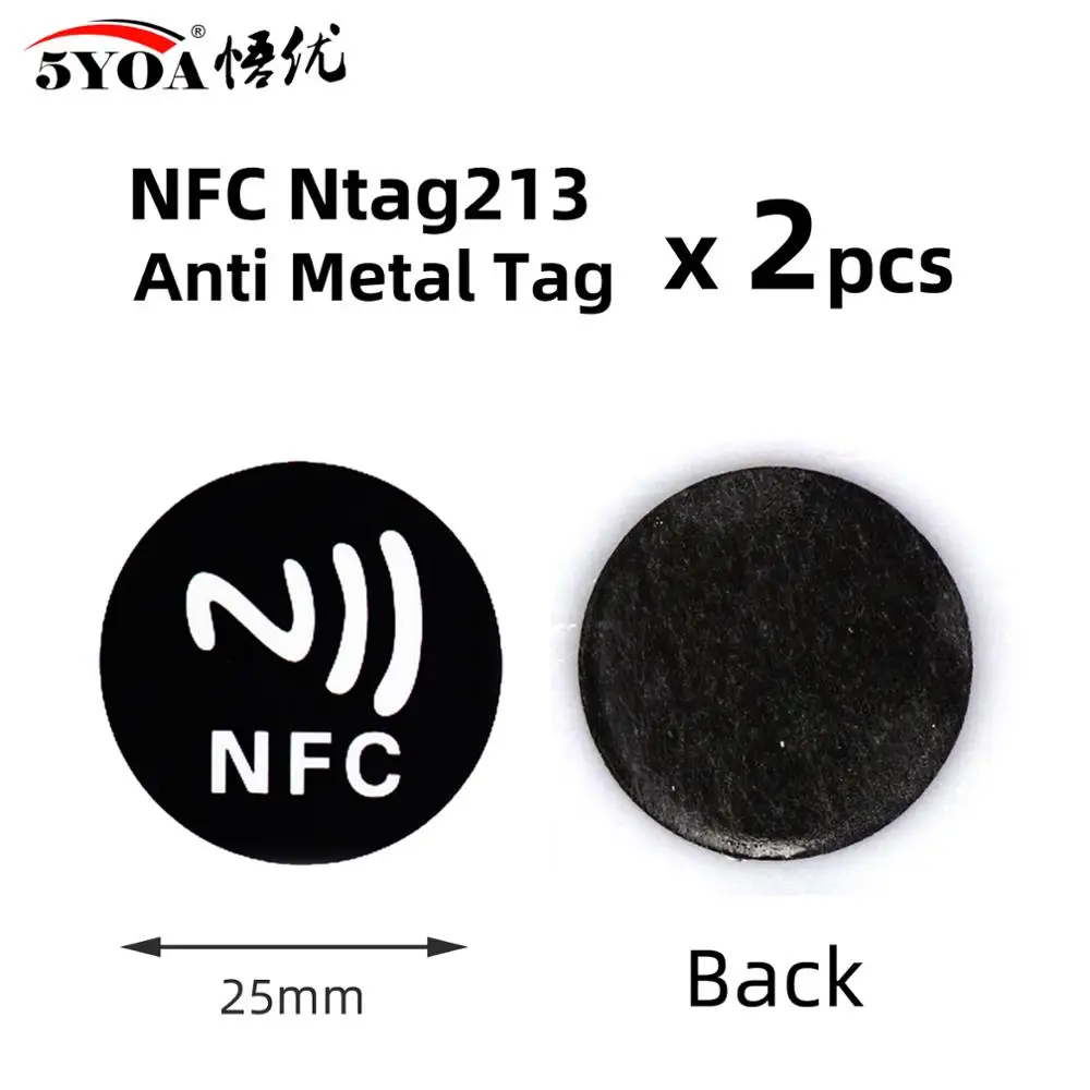 2pcs NFC Tag NFC213 Tags Anti Metal Sticker 13.56MHz ISO14443A 213 ...