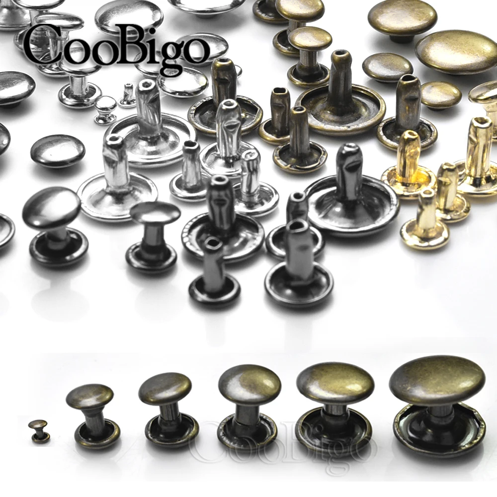 100 Sets Metal Double Cap Rivet Stud Round Nailhead Spike Leather Diy ...
