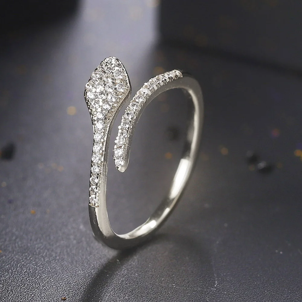 2021 New Adjustable Rings For Women Exquisite Cute Snake Zircon Light ...