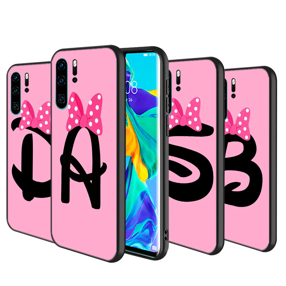 Silicone Cover Cute Bow-knot Letter For Huawei P40 P30 P20 Pro P10 P9 ...