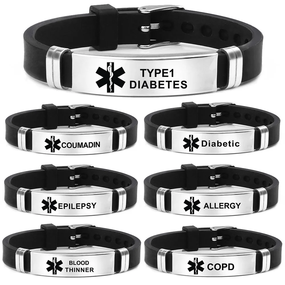 Type 2 Diabetes Stainless Steel Life Star Medical Silicone Bracelet ...