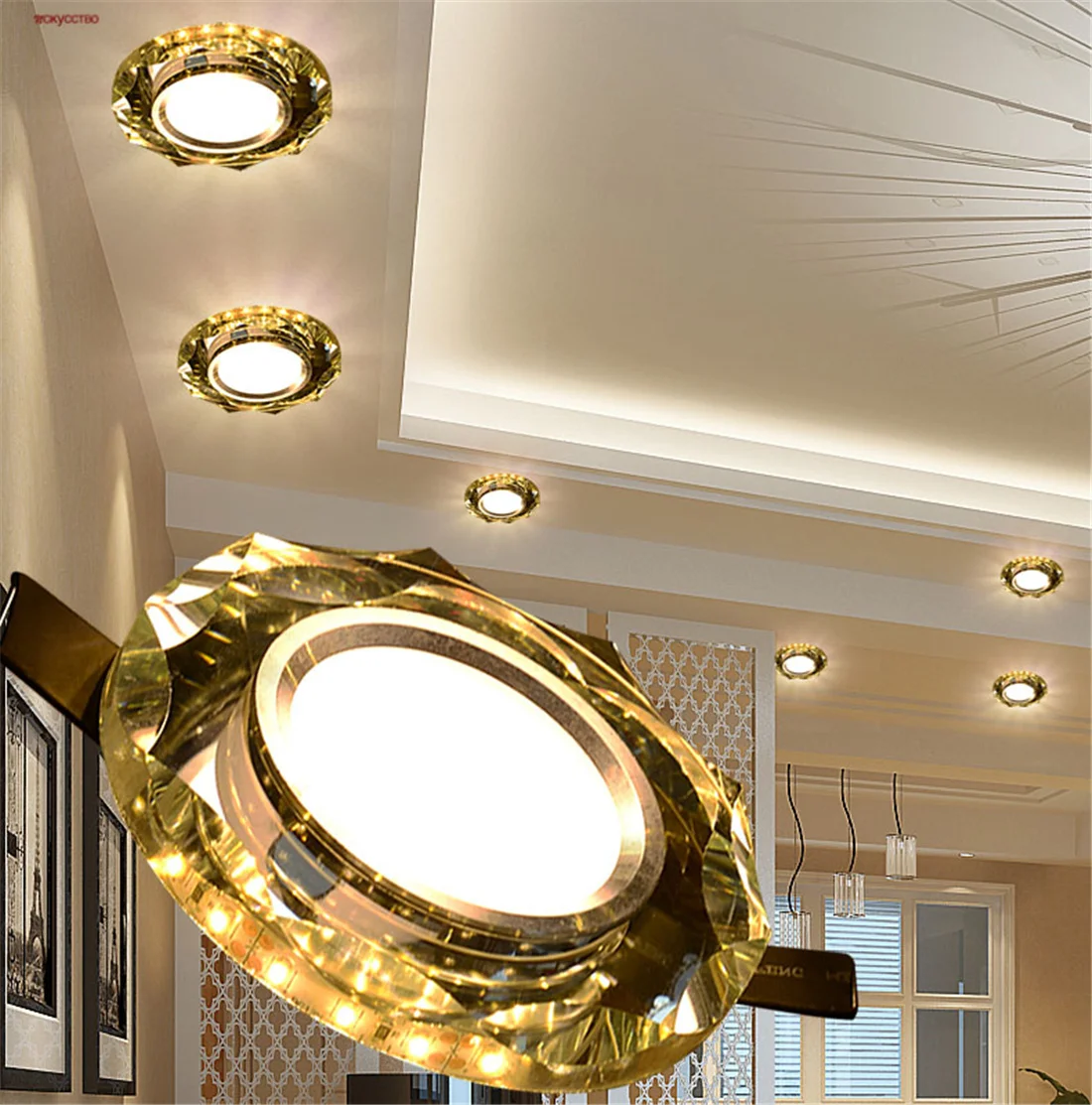 European-Luxury-Crystal-Gold-Black-White-Led-Downlight-For-Living-Room ...