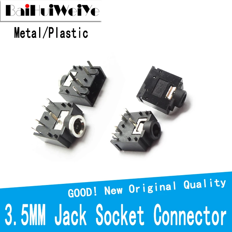 20PCS/LOT Metal Plastic PJ 307 PJ307 3.5mm Stereo Jack Socket Audio ...