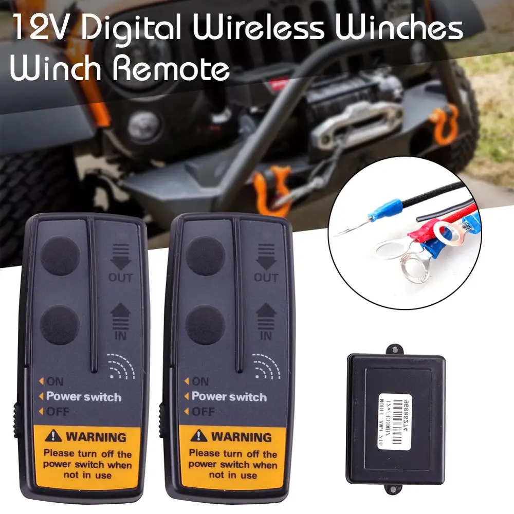 New 2.4G 12V 50M Digital Wireless Winches Remote Control Recovery Kit ...