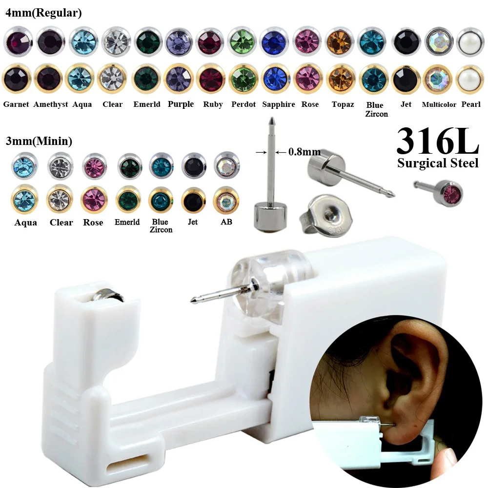 1Pair Disposable Ear Piercing Unit Gun Sterilized Birthstone Earring NO ...