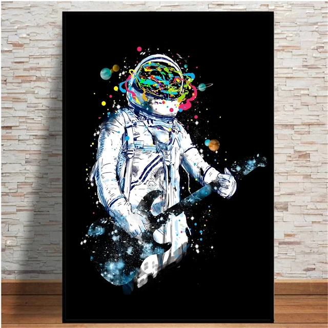 Astronaut Graffiti Wall Art Printed on Canvas • CanvasPaintArt