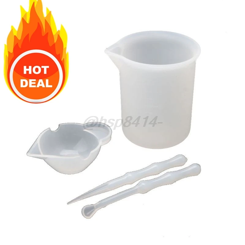 4Pcs Reusable Washable Silicone Resin Kit Mixing Measuring Divided Cups ...