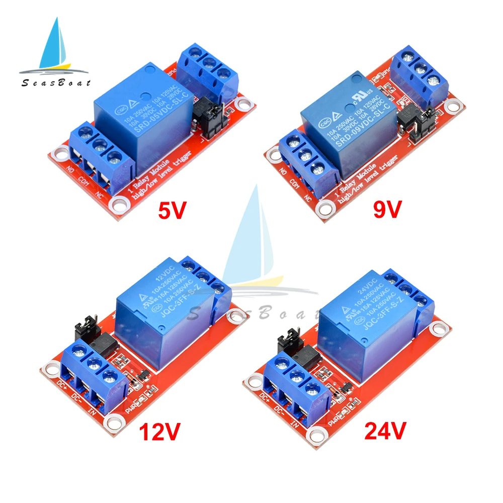 One 1 Channel Relay Module 5V 9V 12V 24V High and Low Level Trigger ...