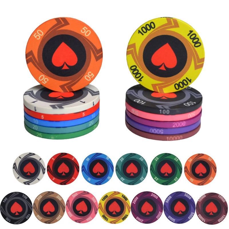 Peach Heart Ceramic Texas Poker Chips Professional Casino European ...