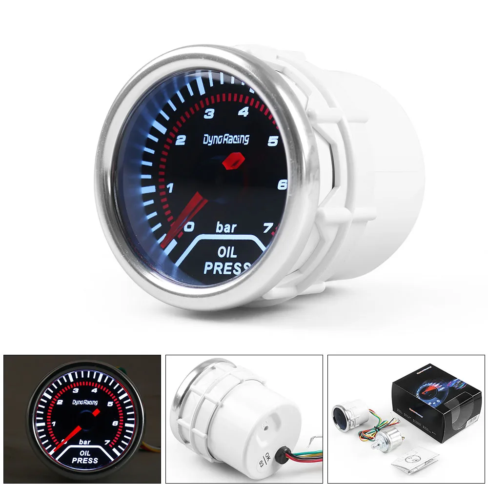 Dynoracing Car 2"52mm Oil pressure gauge 0 7bar With Sensor Smoke Lens ...