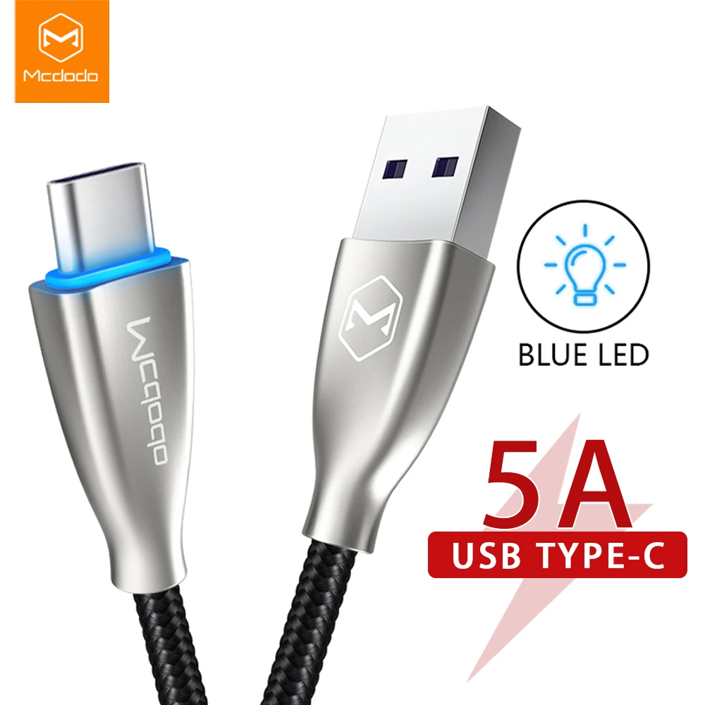 Mcdodo Usb Type C Led Light 5a Super Fast Charging Phone Data Cord For ...