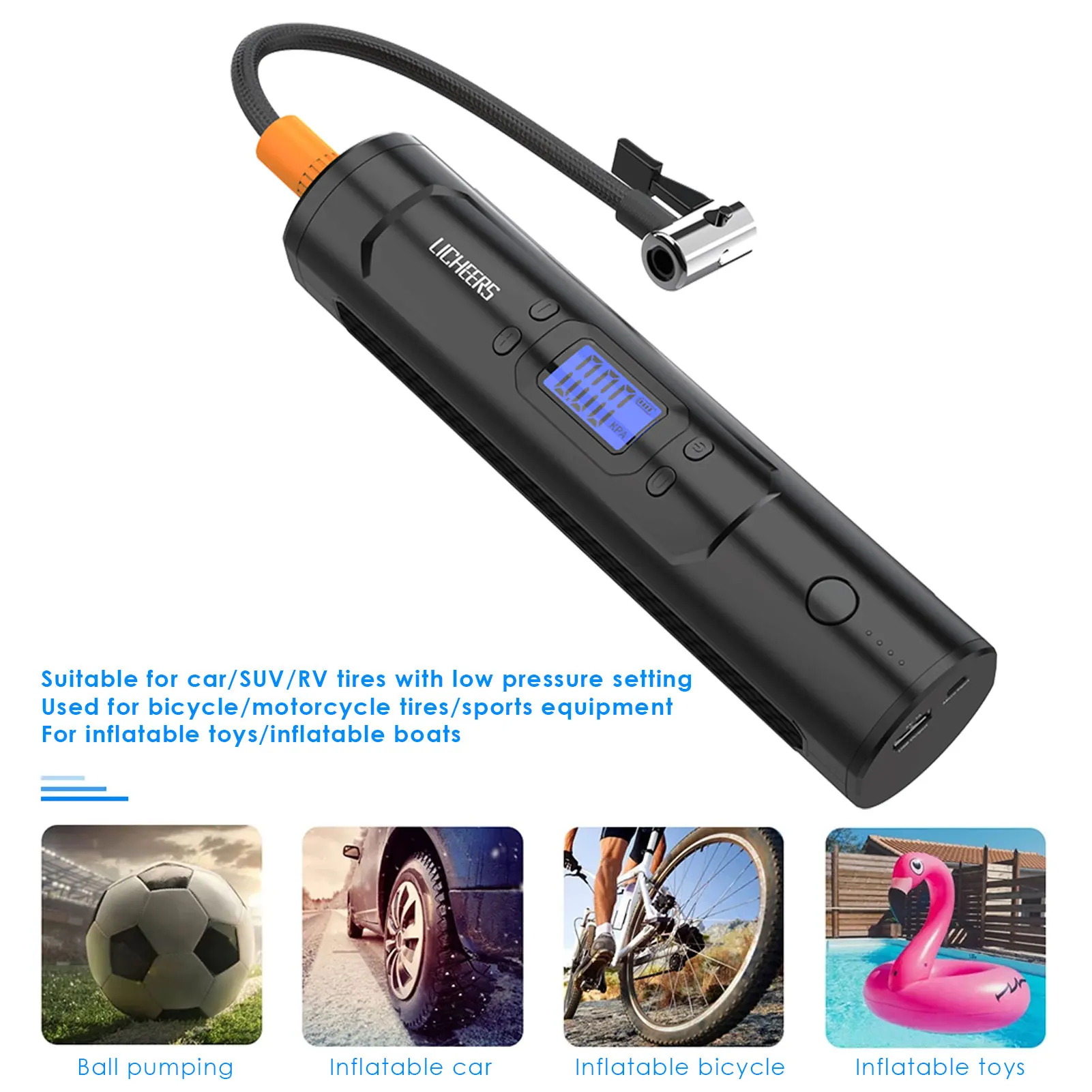 Portable Electric Car Pump 150 PSI Tire Iator With LCD Display ...