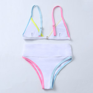 Sexy triangle bikini swimsuit female bathers two pieces High waist ...
