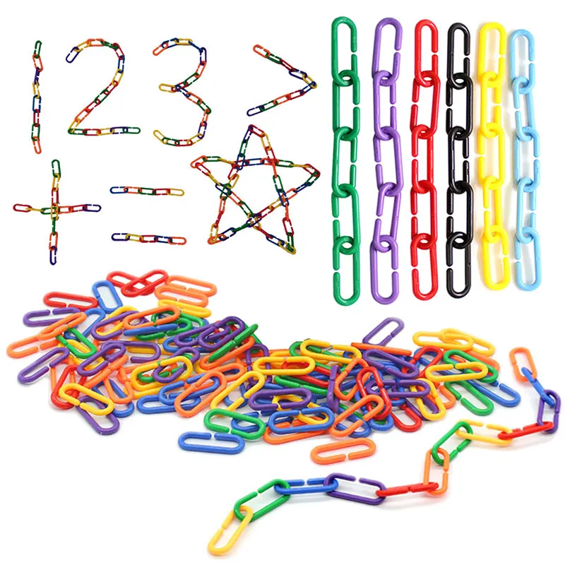 60PCS-Kids-Geometric-Chain-Linked-Buckle-Building-Block-Educational-Toy ...