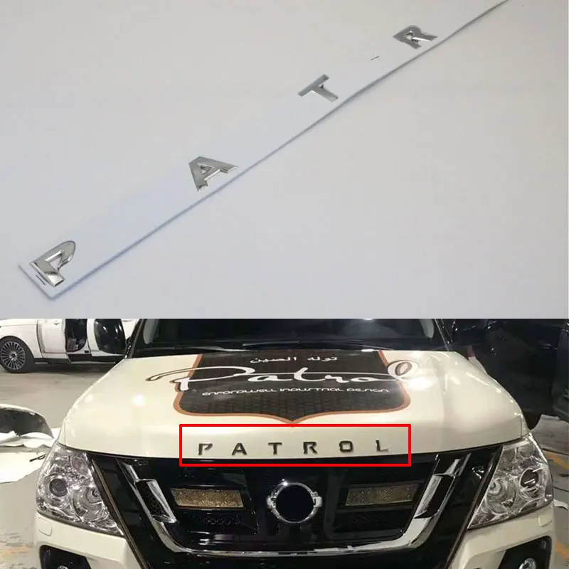 ABS-Chrome-Silver-Car-Front-Hood-Patrol-Emblem-Logo-Sticker-3D-Letters ...