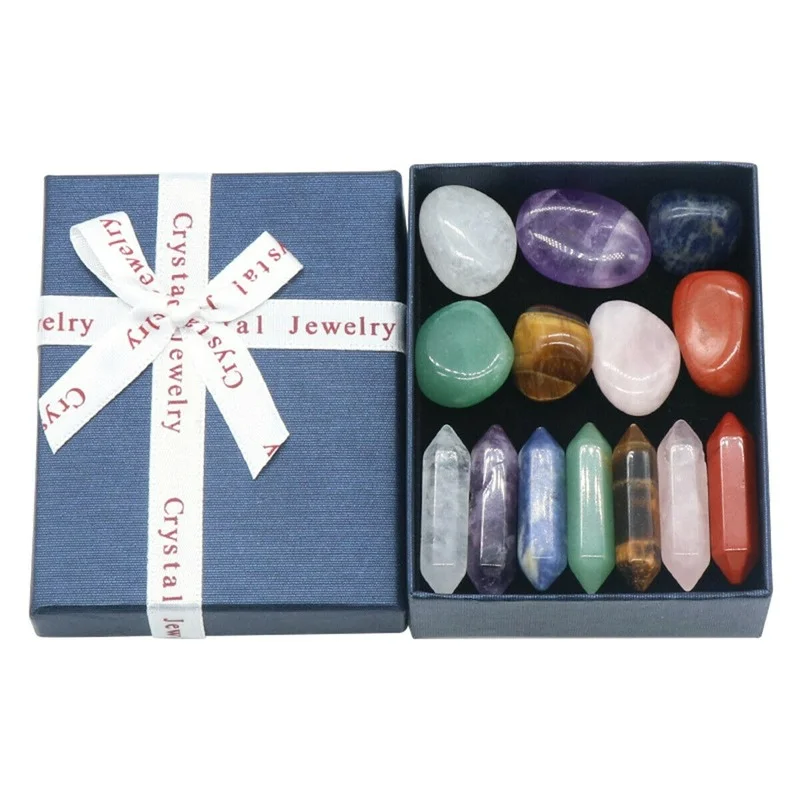14Pc/set Reiki Healing Crystals Kit With Gift Box Natural Crystal ...