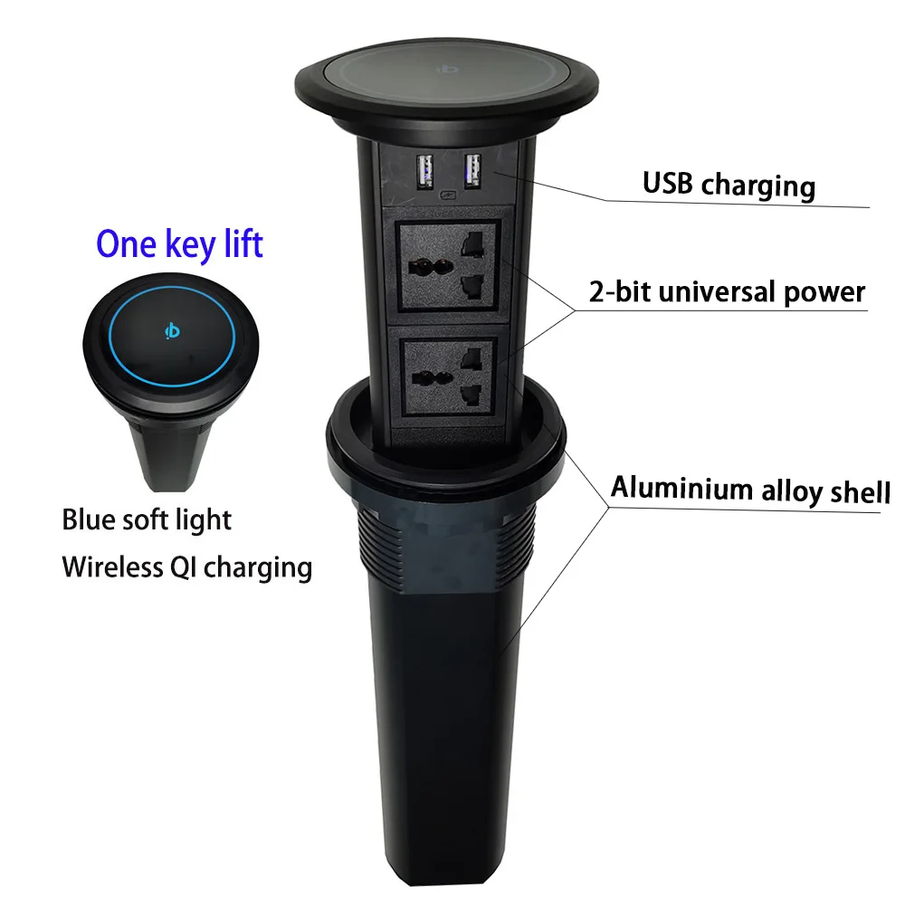 Wireless Charging Usb Lift Socket For Home Office Plug Adapter Eu To ...