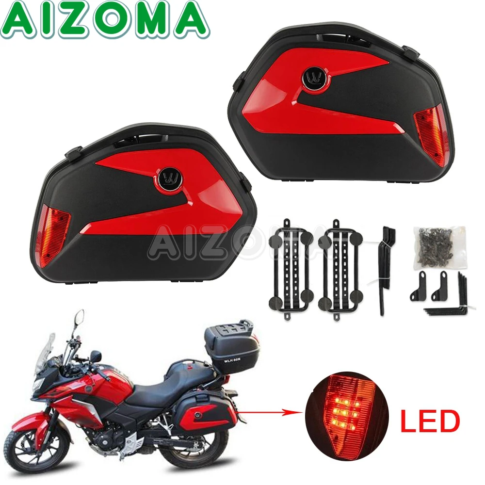 Pair-Black-Red-20L-Side-Box-Motorcycle-Rear-Storage-Box-Tail-Luggage ...