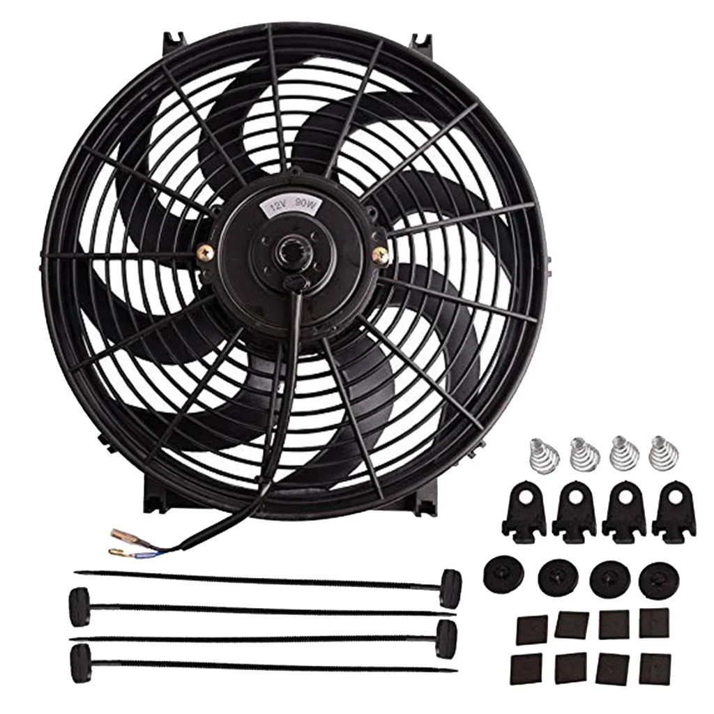 14" Universal Electric Car Radiator Engine Cooling Slim Fan Assembly ...