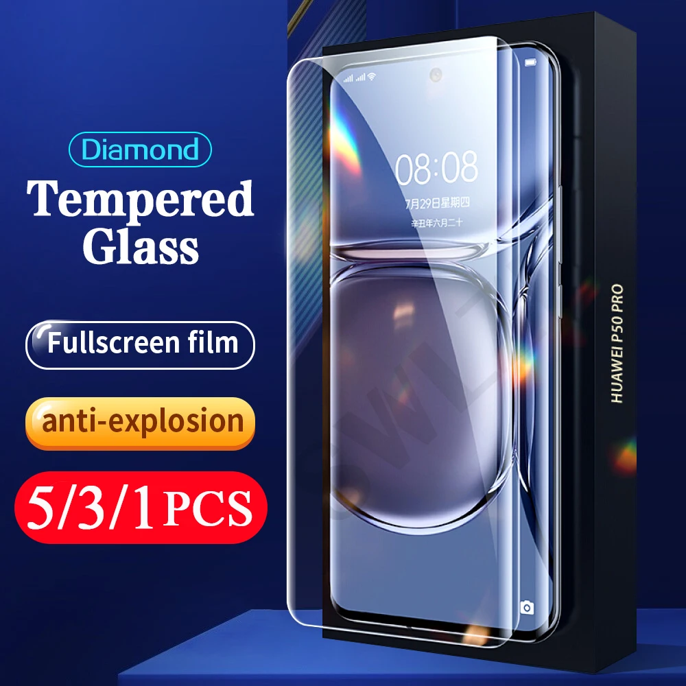 5Pcs-9H-Tempered-Glass-for-Huawei-P50-pro-Screen-Protector-P40-P30-P20 ...