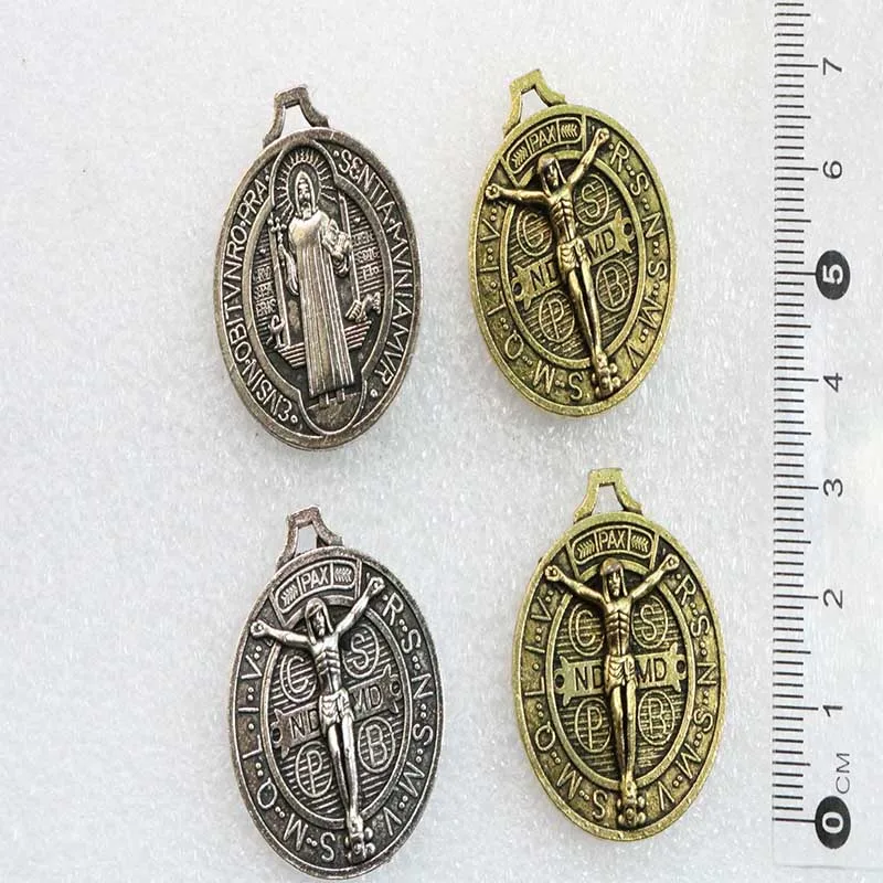 20pcs-Religious-Benedict-Medal-Pendant-Stainless-Steel-Color-Catholic ...