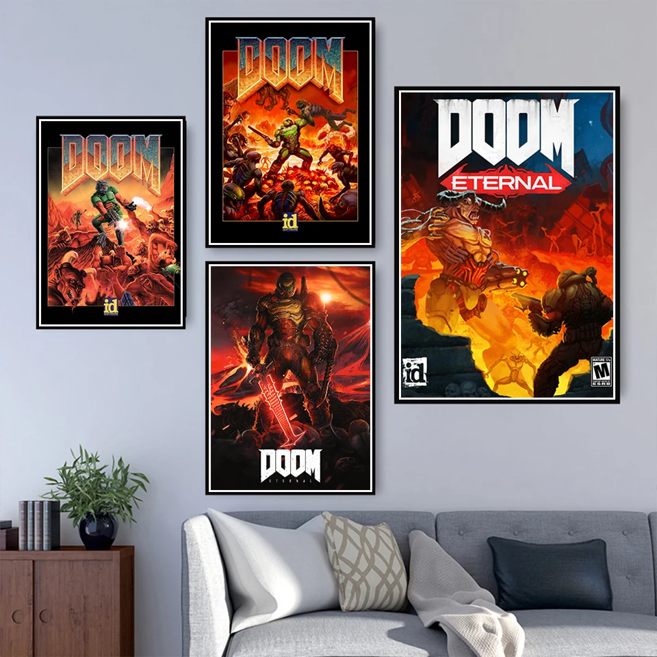Póster de The Game DOOM, pintura en lienzo, impresiones, arte de pared ...