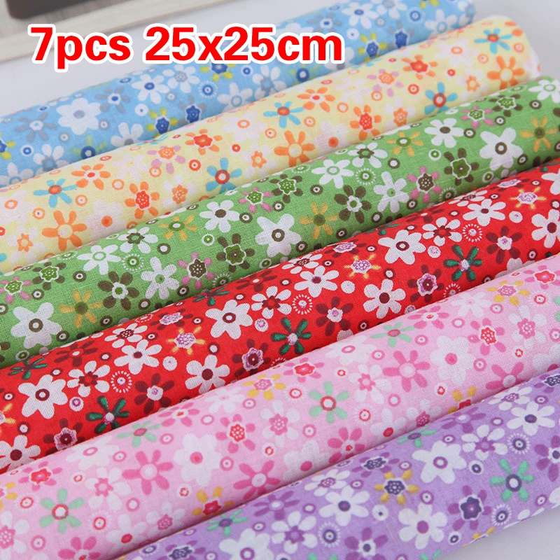7pcs-25cmX25cm-Patchwork-Cotton-Fabric-Floral-Printed-Sewing-Quilting ...