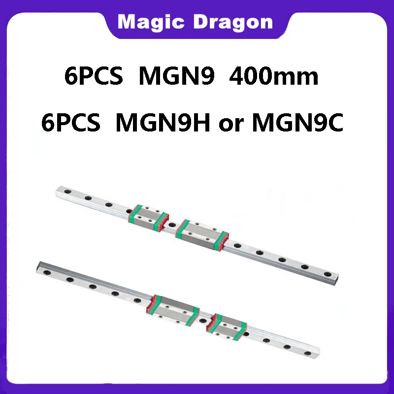6PCS-9mm-Linear-Guide-MGN9-L-400mm-Linear-Rail-Way-6PCS-MGN9C-or-MGN9H ...