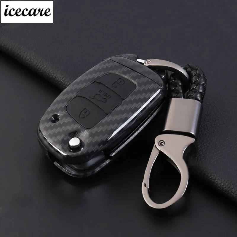 Carbon Fiber Car Remote Flip Key Fob Shell Cover Case For Hyundai Creta ...