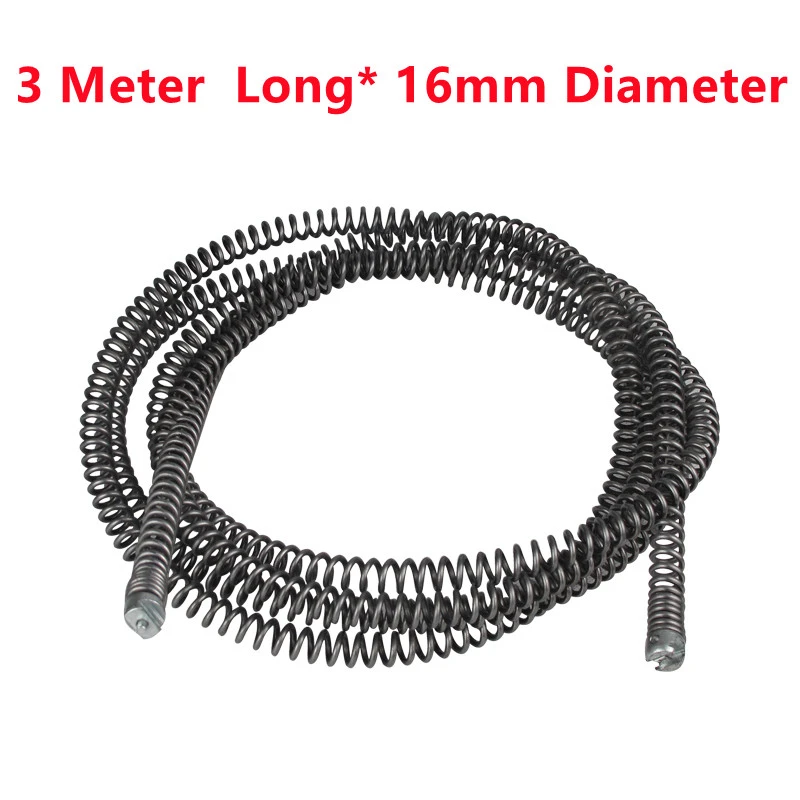 3 Meter*16mm Dia Drain Dredging Spring Kitchen Toilet Sewer Blockage ...