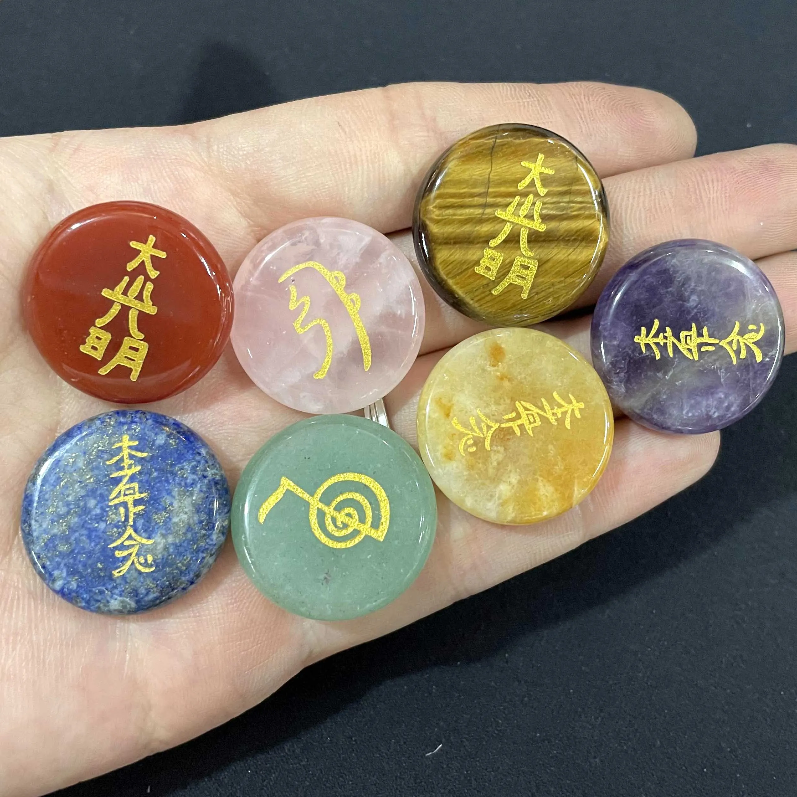 4pcs/Set 25mm Chakra Natural Tiger Eye Amethysts Crystal Agates Jades ...