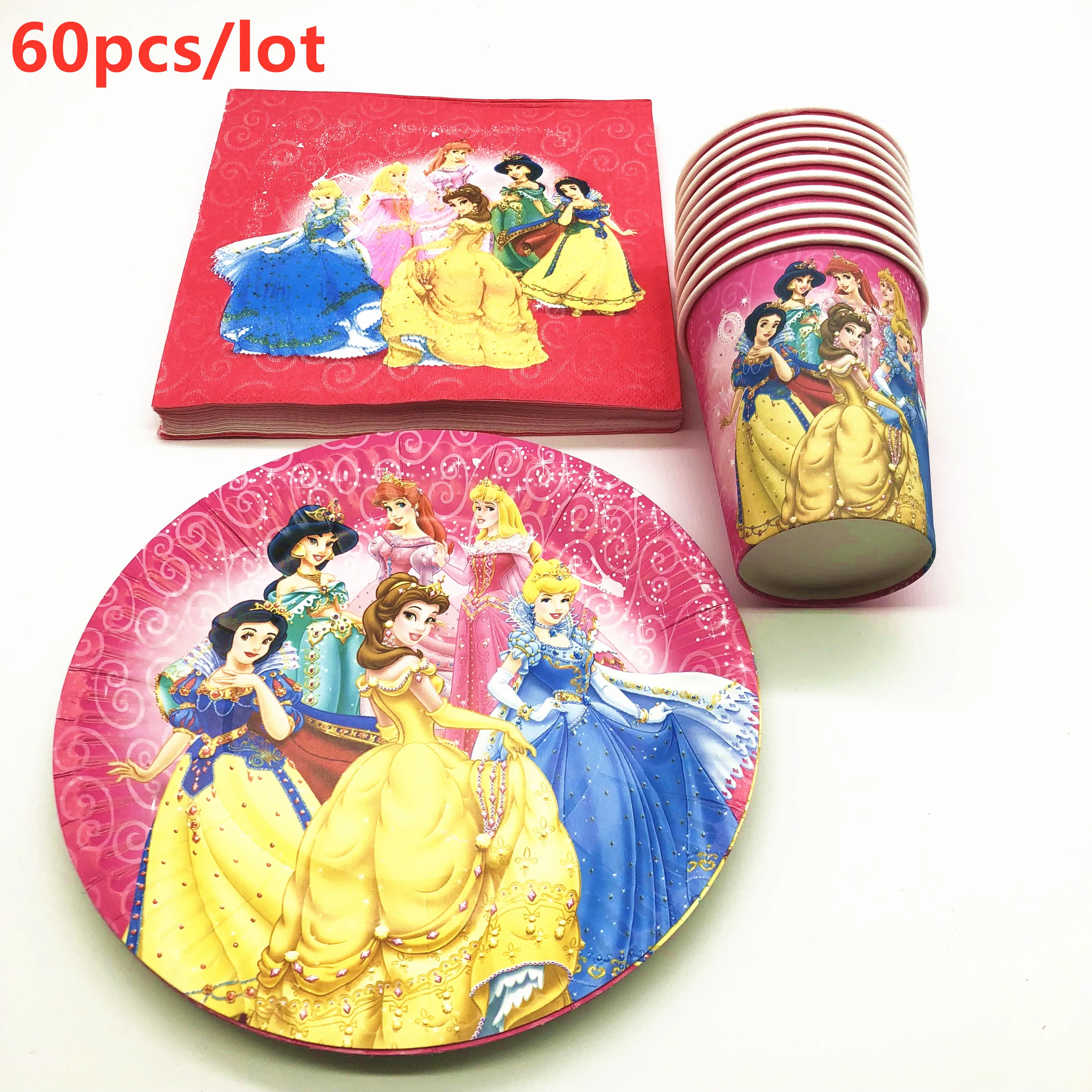 Vajilla con temática de las seis Princesas de Disney para niños, vajilla para fiesta de ...