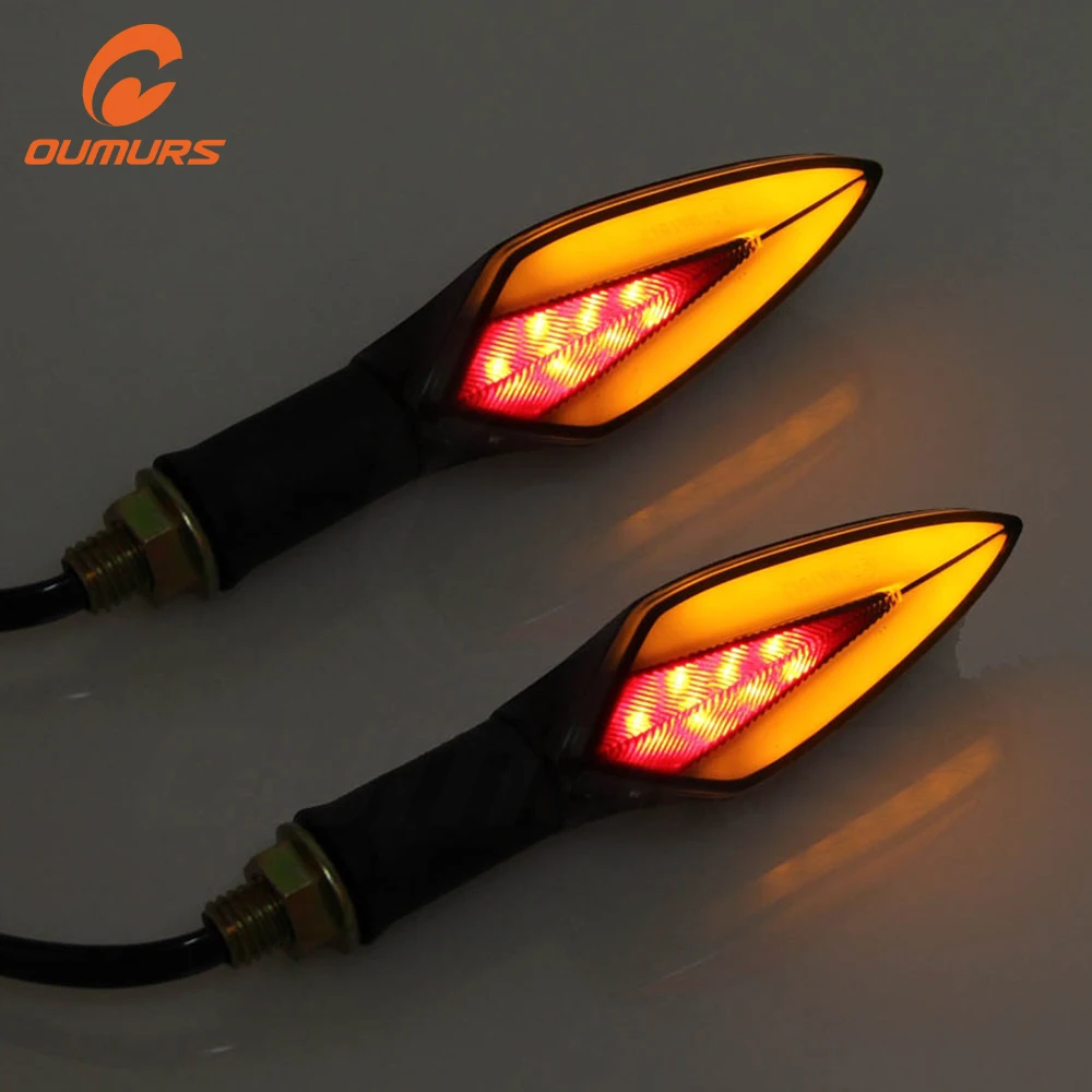 OUMURS Motorcycle Bike LED Amber+Red Turn Signal light Driving ...