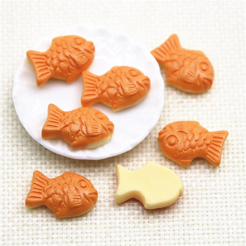 Fish Biscuit 10PCS Resin Flat back Cabochon Miniature Food Art Supply ...