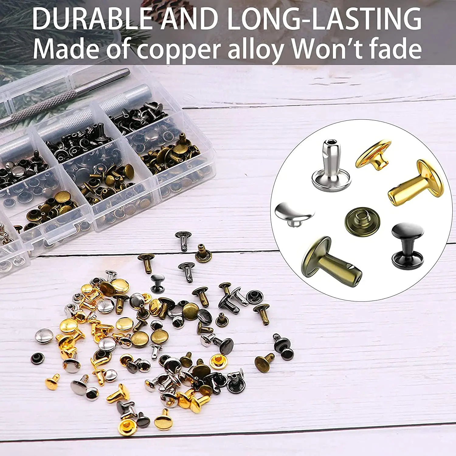 RIVET,480pcs With Pliers--Rivets tubulaires en métal à Double capuchon ...