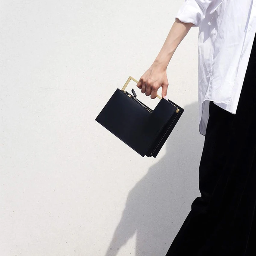 Fashion Metal Handle Box Women's Handbags Casual Organ Design Pu Women ...