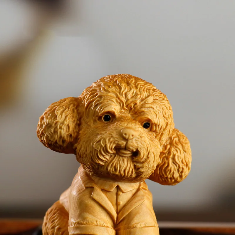 Wooden Cockapoo Puppy Decorative Figurines Home Room Office Potted Pla ...
