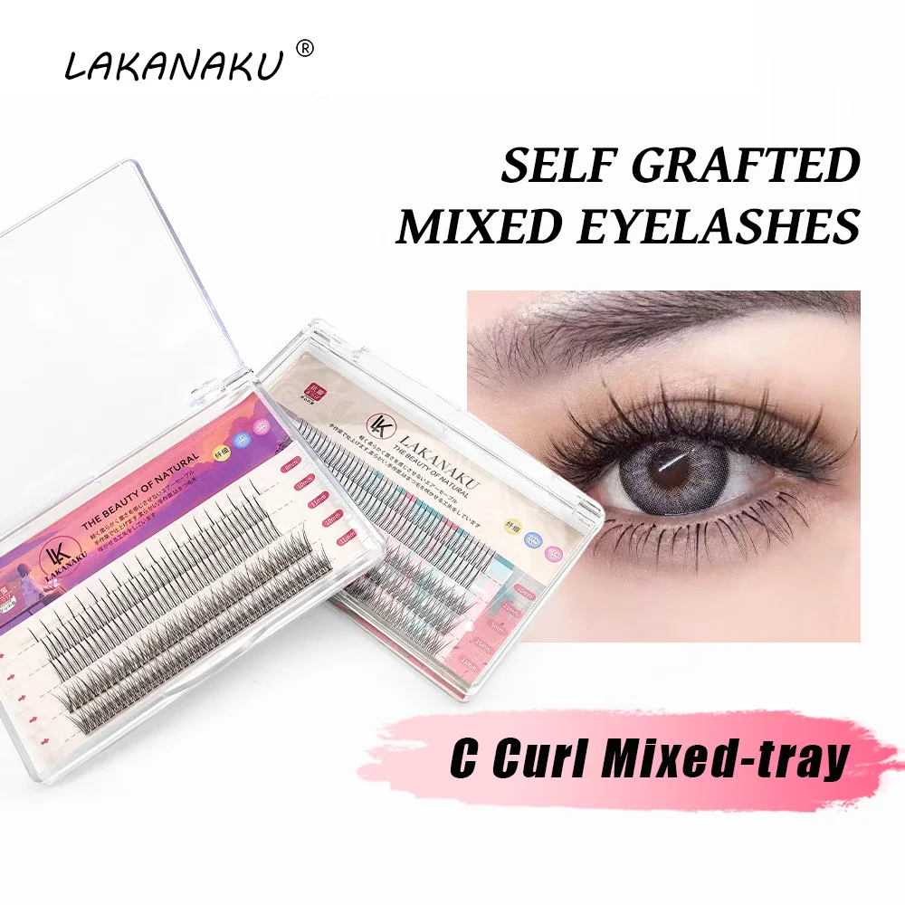 LAKANAKU Fishtail Eyelash Extensions Mix Length Single Cluster Shaped ...