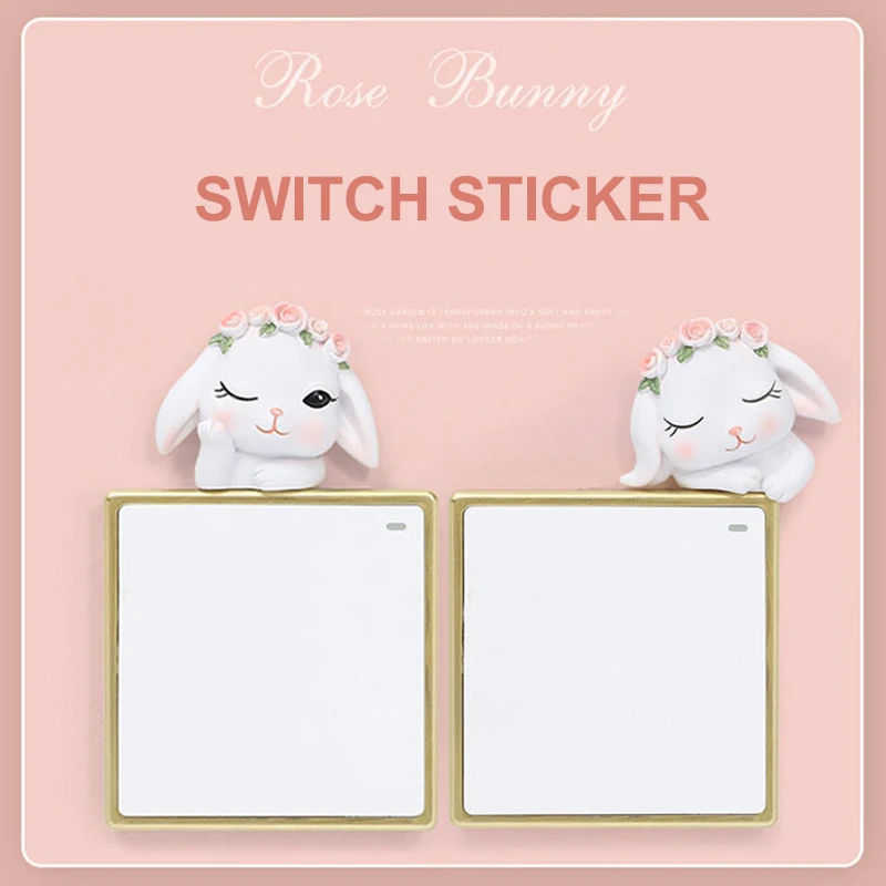 Little-White-Rabbit-Switch-Stickers-Creative-Cute-Cartoon-Wall-3d ...