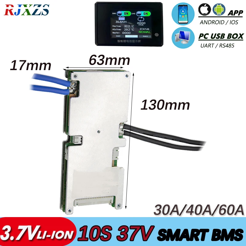 Bms 10s 30a/40a/50a Smart Bms 10s 42v Li-ion Pcm With Android Bluetooth ...