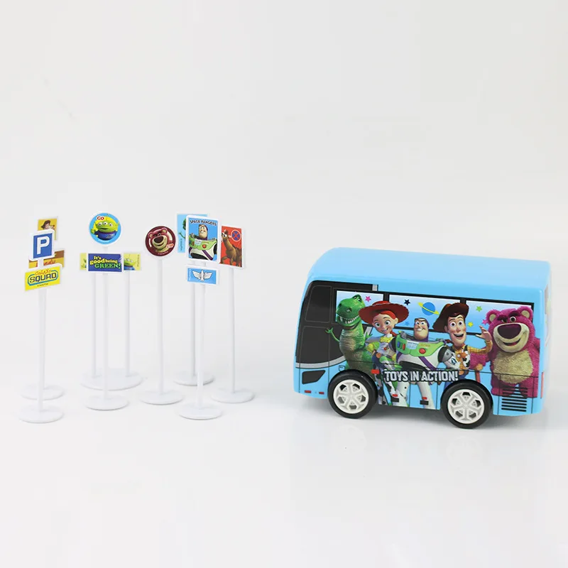 Multi--Cartoon Fun Children Train Pull Back Car Educational Bus Plastic ...
