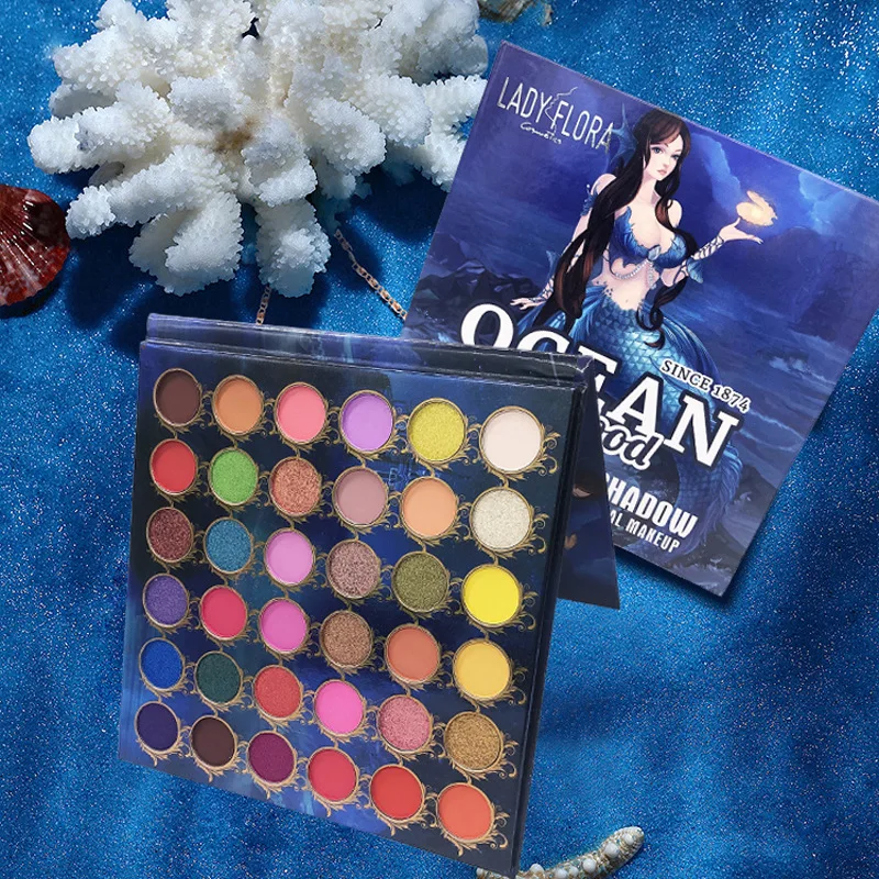 Charm Beauty Glazed 36 colors Eyeshadow Pallete Blue Mermaid Eye Makeup ...