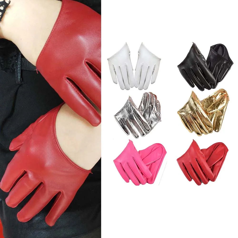 1PC Fashion Leather Sexy Dancer Modelling Half Finger PU Gloves Ladys ...