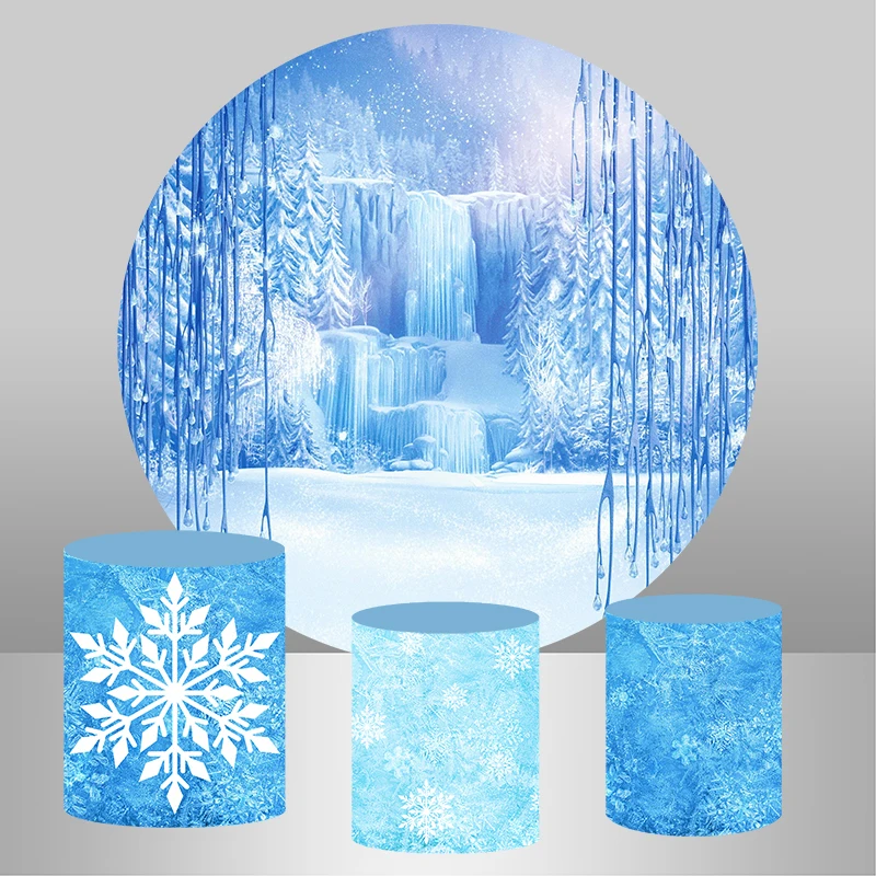 Sensfun-Round-Circle-Winter-Frozen-Girls-Birthday-Party-Backdrops ...