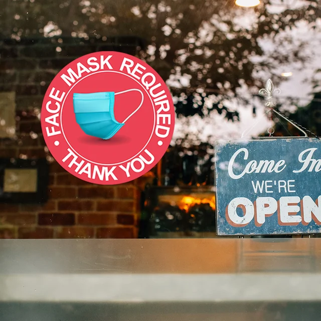 5 Pieces/lot Wall Stickers Face Mask Slogan Floor Decals Safety Signs ...