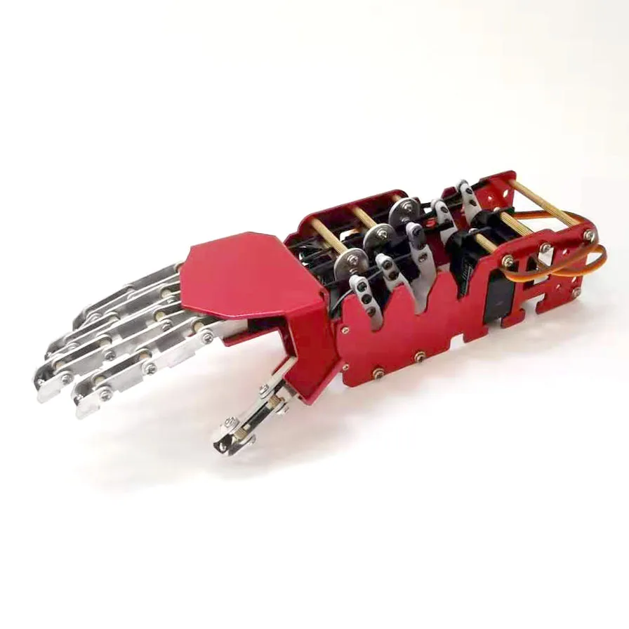5DOF-Tangan-Robot-Lima-Jari-Merah-Logam-Lengan-Manipulator-Mini-Bionic ...