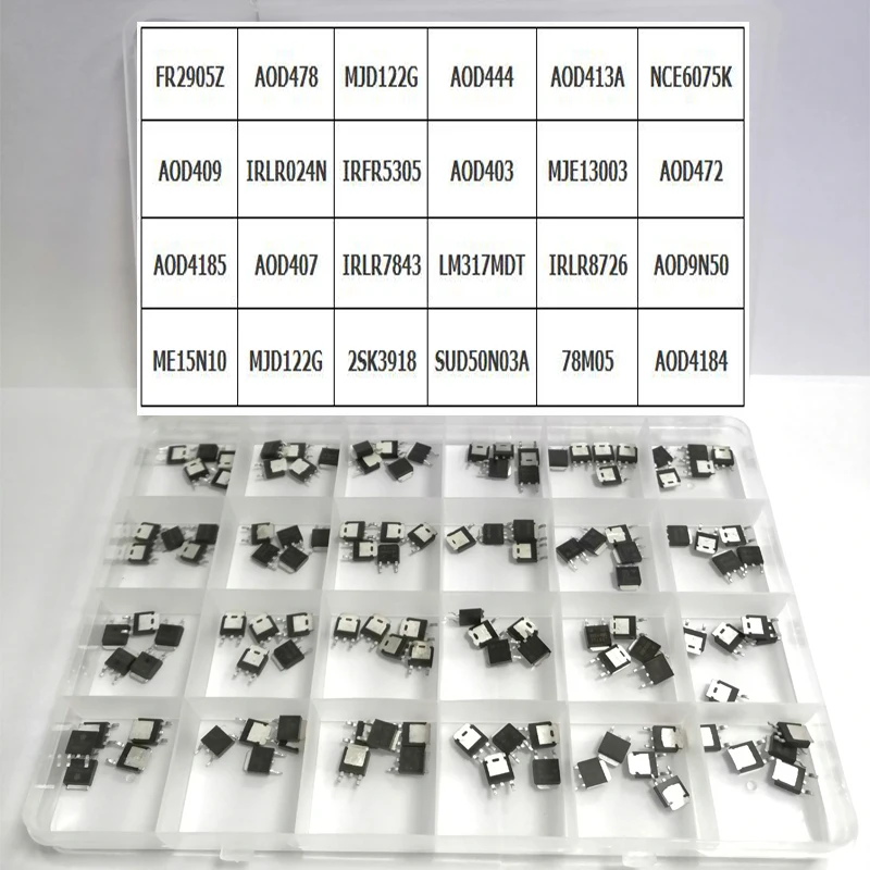 120PCS 24 Values TO-252 new MOS FET transistor 78M05 AOD4184 ME15N10 ...